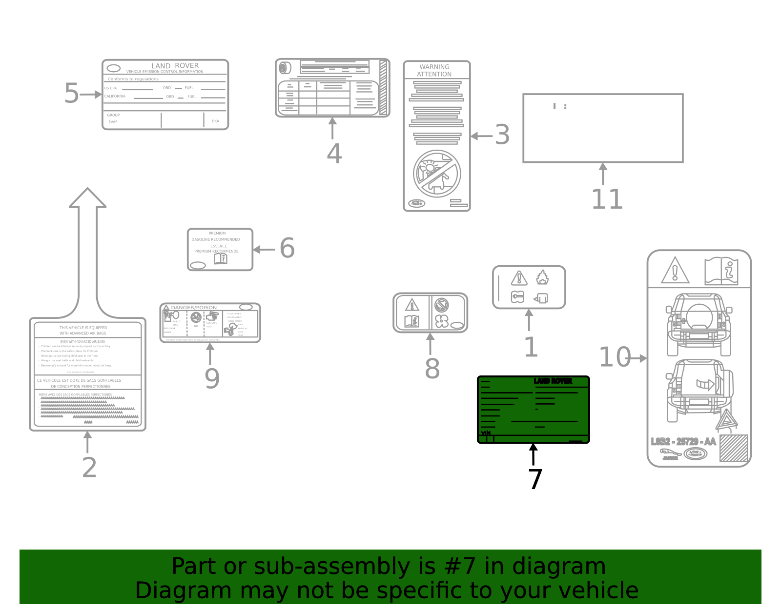 Genuine OEM Vin Label Part# LR138929 Fits 2020-2023 Land Rover: Up To ...