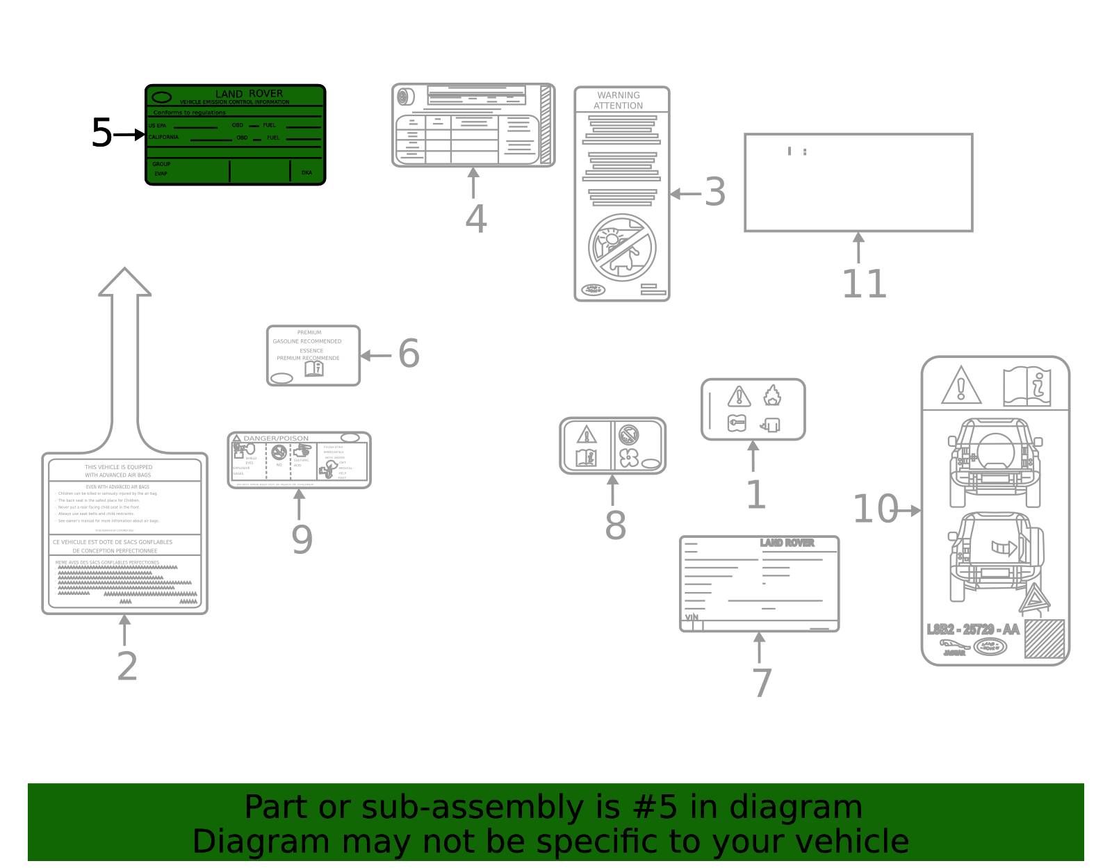 LR146159 - High-Quality Emission Label for 2021-2022 Land Rover ...
