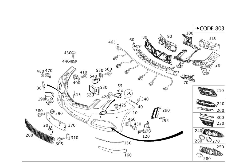 2006-2018 Mercedes-Benz Bumper Lateral Support 218-880-04-30 | MB OEM Parts
