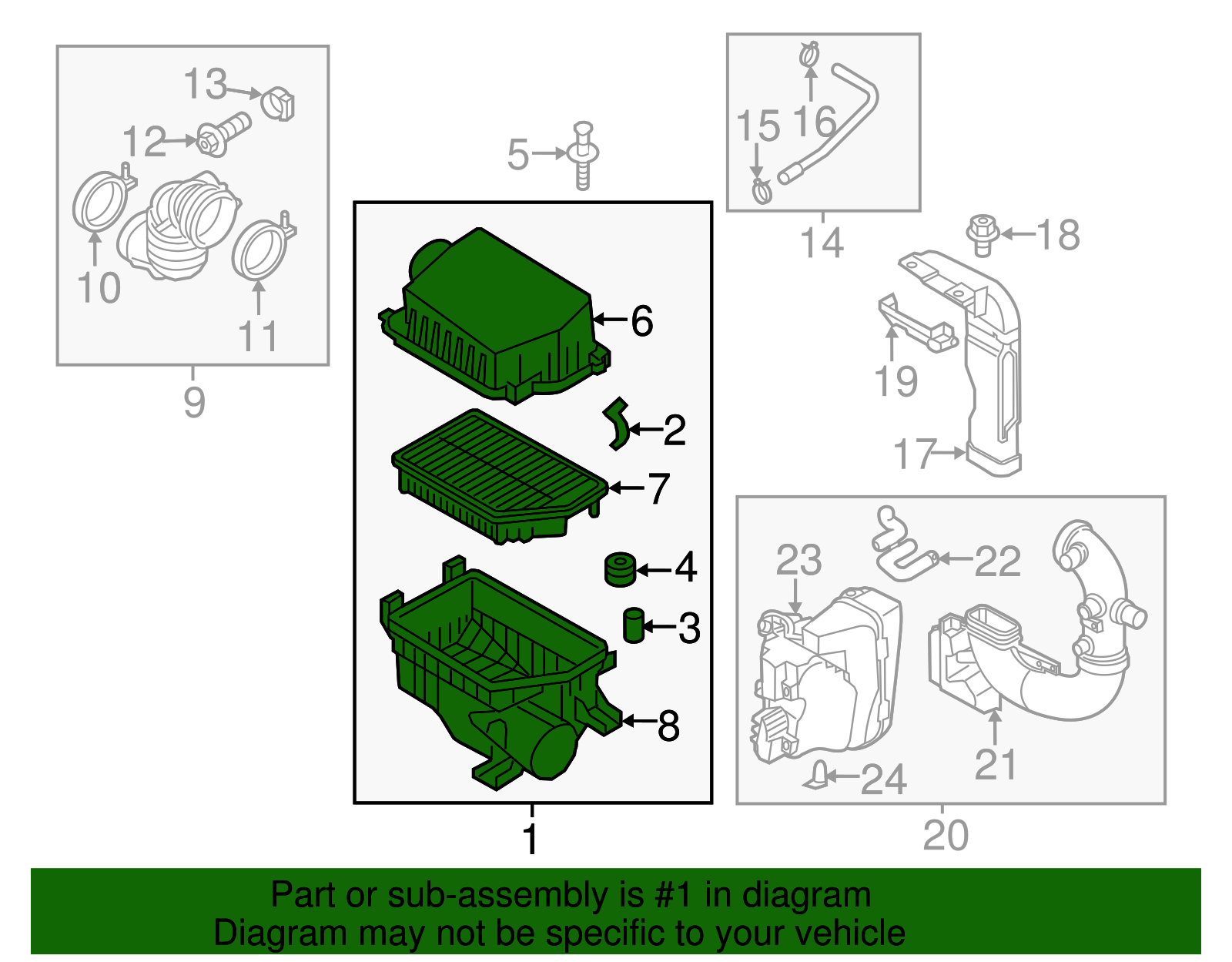 28110-1W100 - Air Cleaner Assembly 2012-2015 Kia Rio | Kia.Parts Store