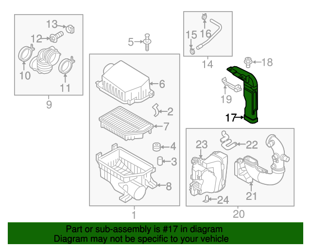 28210-1W110 - Inlet Duct 2012-2017 Kia Rio | Kia.Parts Store