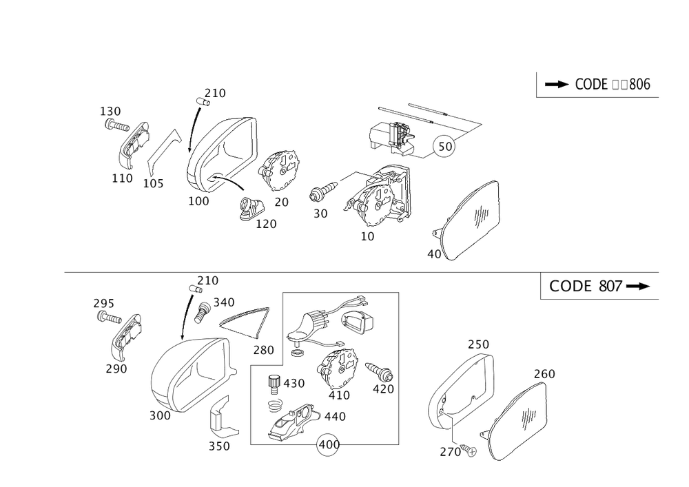 203-810-77-76 - Mirror Frame 1960-2009 Mercedes-Benz | Mercedes-Benz ...
