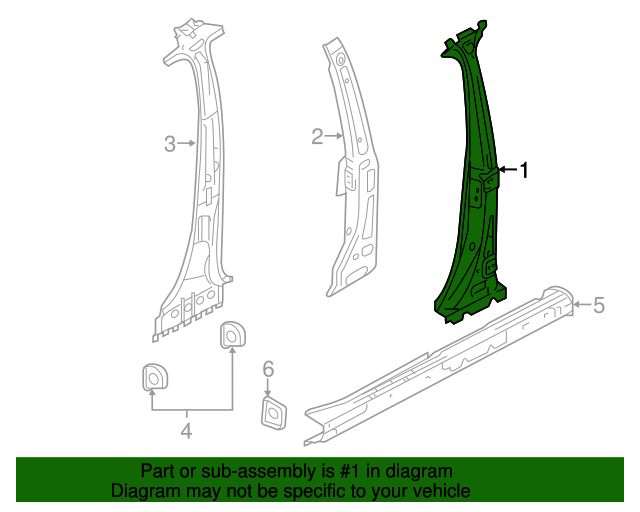 7P0-809-607-A - Center Pillar Reinforced - 2011-2017 Volkswagen Touareg ...