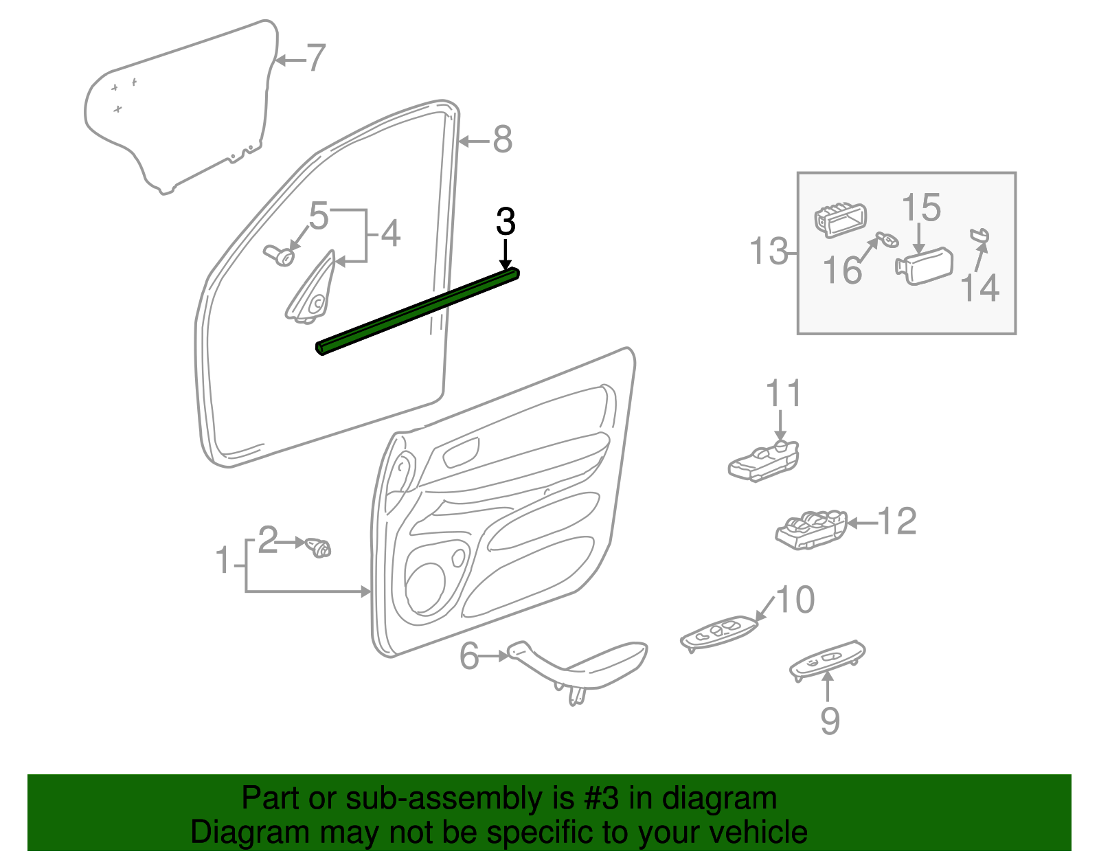 2001-2007 Toyota 2001-2007 Toyota - Door Window Belt Weatherstrip ...