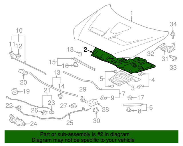 5915A104 - Insulator Pad 2009-2015 Mitsubishi Lancer | Mitsubishi ...