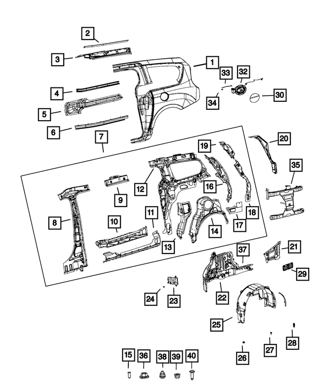 2023 Chrysler Pacifica Rear Side Rail Cover, Right 68226866AC | Mopar ...
