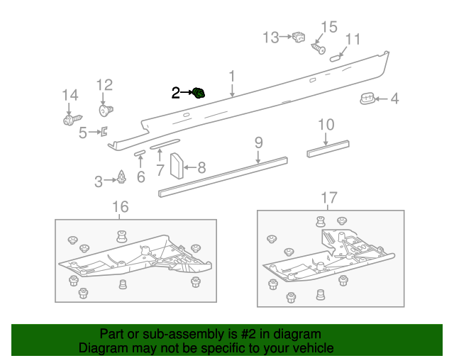 Lexus OEM Rocker Molding Clip Part# 75867-AA010 | OEM Vehicle Parts