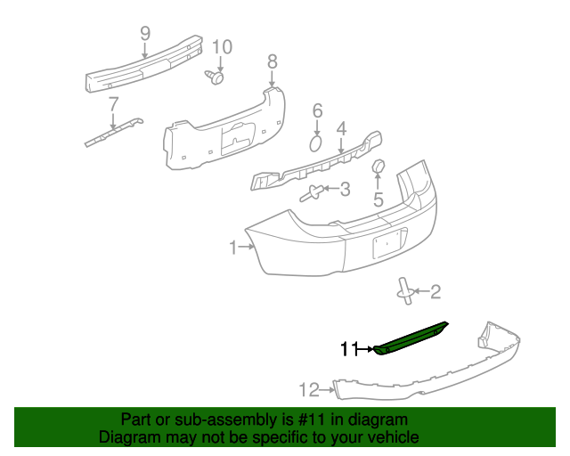 2006-2010 GM Black Rear Bumper Fascia Opening Insert 15784684 ...