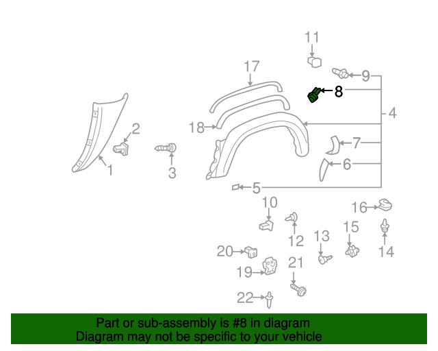 1997-2000 Toyota RAV4 Wheel Flare Clip 75498-42010 | Toyota Parts Center