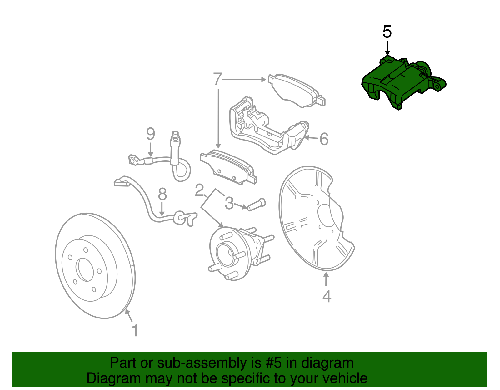 96626074 - Rear Passenger Side Disc Brake Caliper Assembly 2007-2017 GM ...