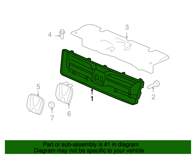 75101-SCV-A11ZA - Grille Front *NH633M* (Dark Gray Metallic) - 2007 ...