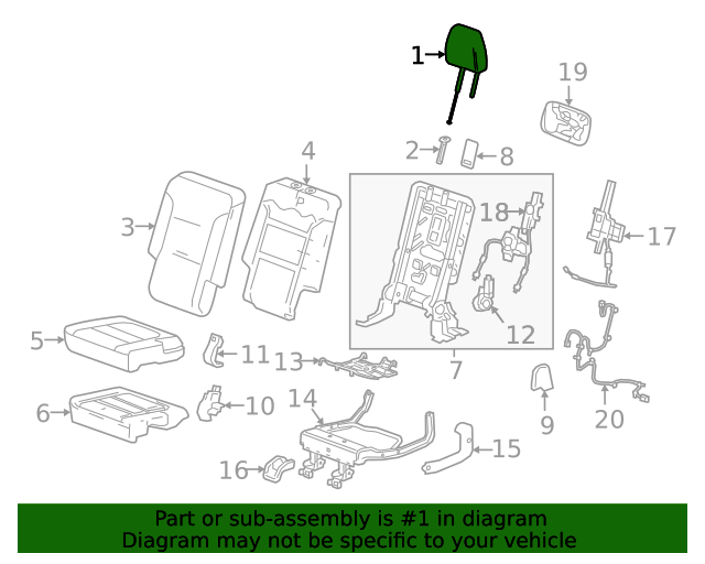 2019-2023 Chevrolet Traverse Headrest 84334503 | GMPartsDirect.com