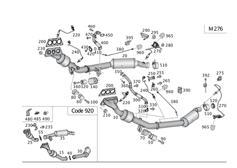 Exhaust System on 6-Cylinder Gasoline Vehicles for 2008 Mercedes-Benz ...
