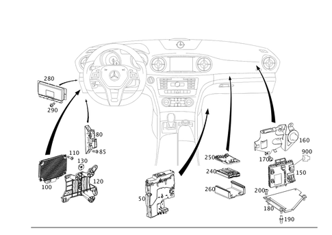 Control Units, Fuse Boxes and Relays in Interior for 2013 Mercedes-Benz ...