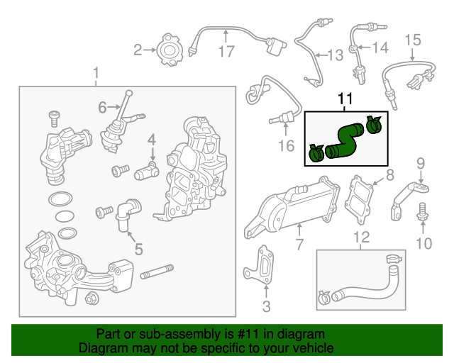 2016-2021 GM Exhaust Gas Recirculation (EGR) Valve Cooling Feed Hose ...