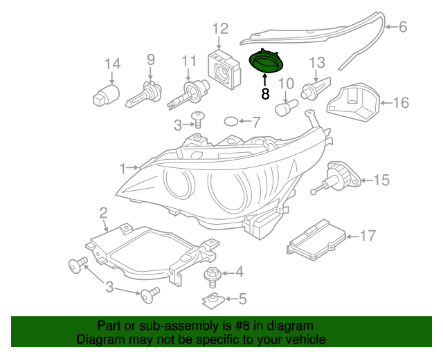 2004-2010 BMW Cover, high beam/daytime driving light 63-12-7-187-274 ...