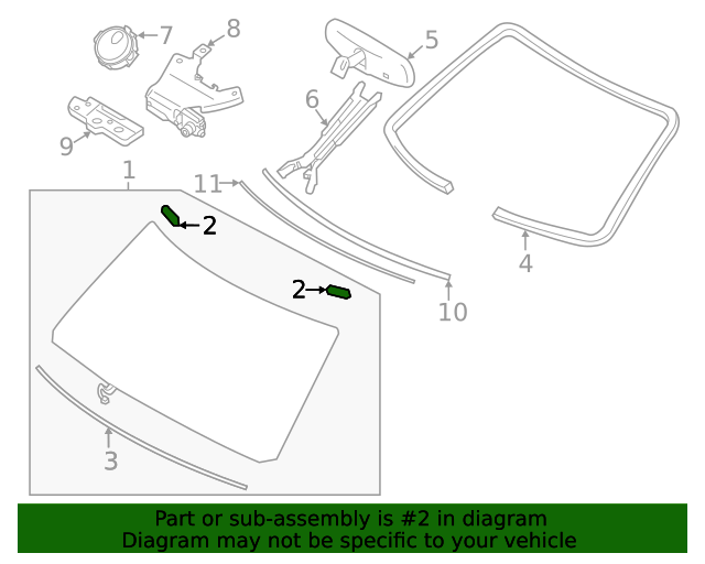 72714-3NU0A - Windshield Spacer 2017-2024 Nissan | Nissan Parts ...