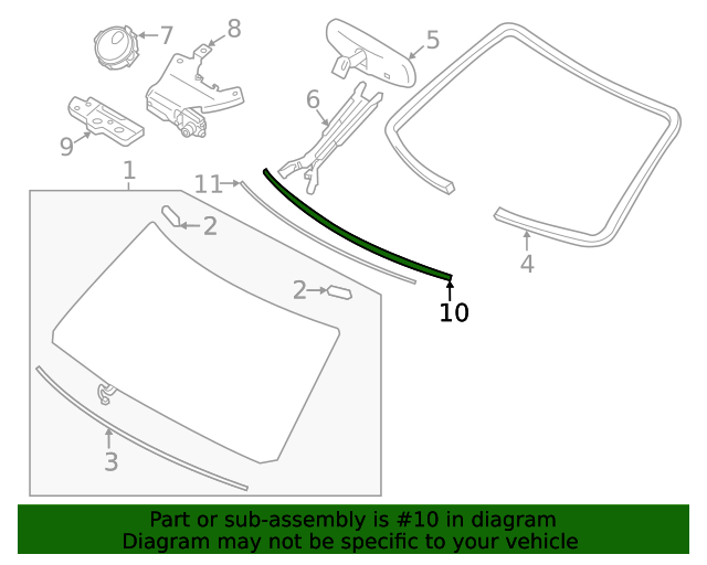 72751-1LA0A - Windshield Molding 2017-2024 Nissan Armada ...