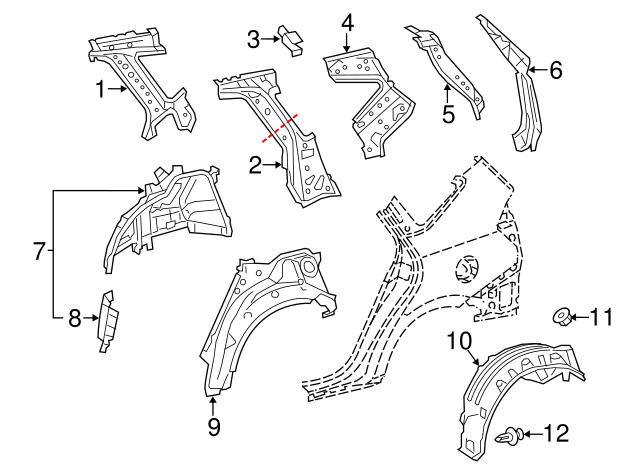 61747-47040 - Body C-Pillar Reinforcement Bracket - 2016-2017 Toyota ...