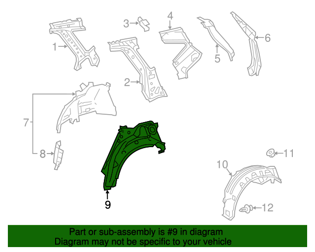 2012-2017 Toyota Prius V Wheel Housing Side Panel 61632-47060 | Toyota ...