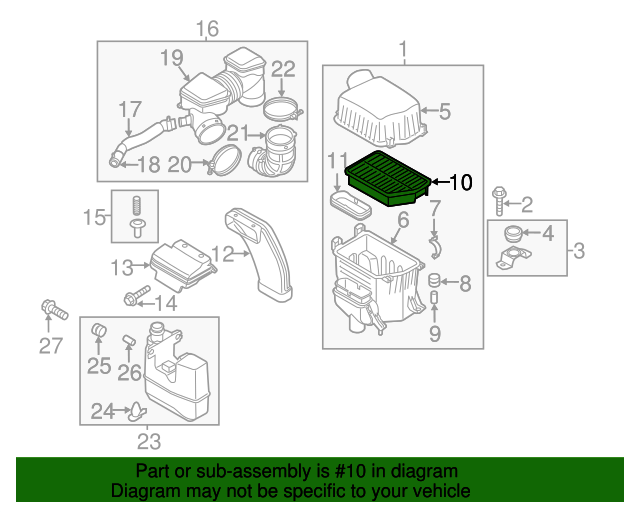 28113-3W500 - Air Filter 2011-2016 Kia Sportage | Kia.Parts Store
