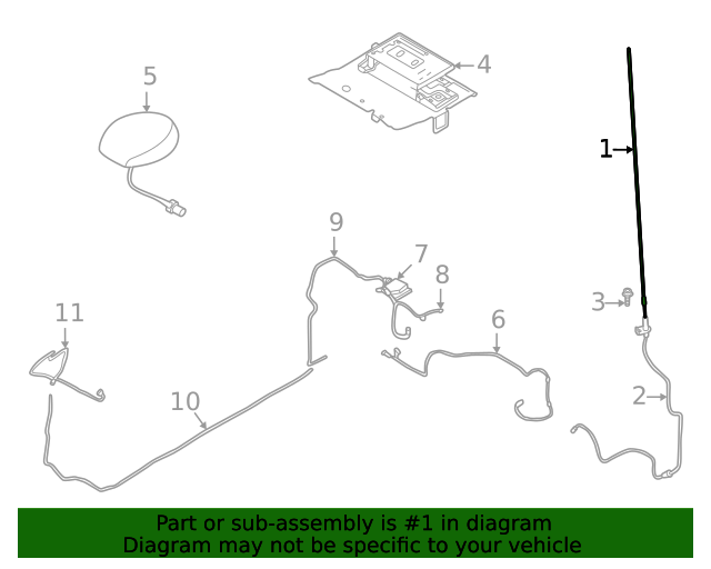 LC3Z-18813-A - Antenna Mast - 2021-2024 Ford Bronco | Lasco Auto Parts