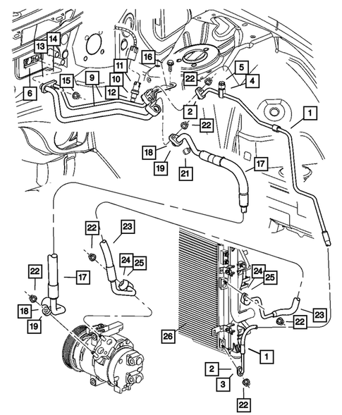 Air Conditioner and Heater Plumbing for 2010 Dodge Challenger | Mopar ...