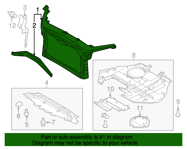 Genuine OEM Ford Part - Radiator Support Panel AE5Z-16138-B | Genuine ...