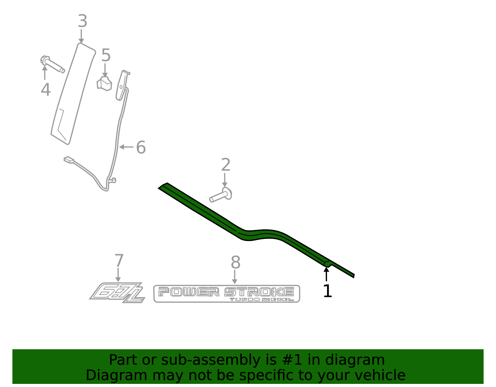 Genuine OEM Ford Part - Belt Molding FL3Z-1521452-E | Genuine OEM Ford ...