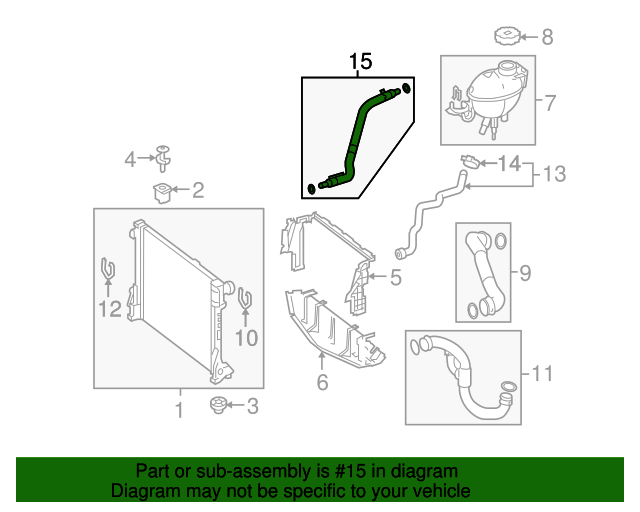 212-501-05-25 - Engine Coolant Overflow Hose 2010-2016 Mercedes-Benz E ...