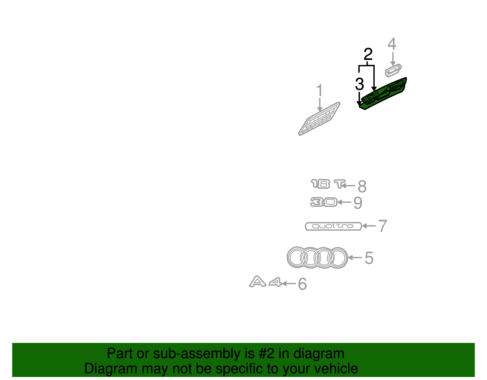 2002-2009 Audi Deck Lid Handle 8E0-827-576-3FZ | Audi USA Parts