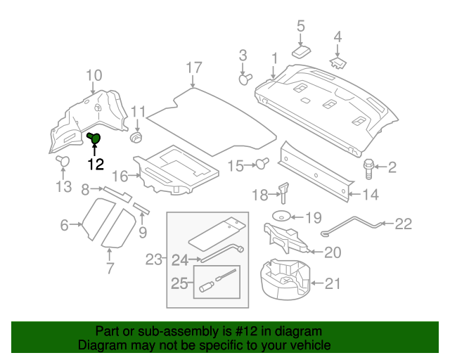 2008-2014 Subaru Impreza Trunk Side Trim Clip 909207030 | Subaru Parts ...