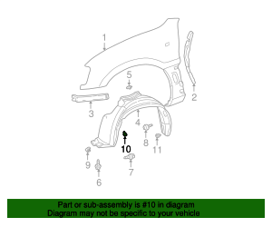 2001-2010 Toyota Fender Liner Clip 53879-44010 | Toyota Parts Center