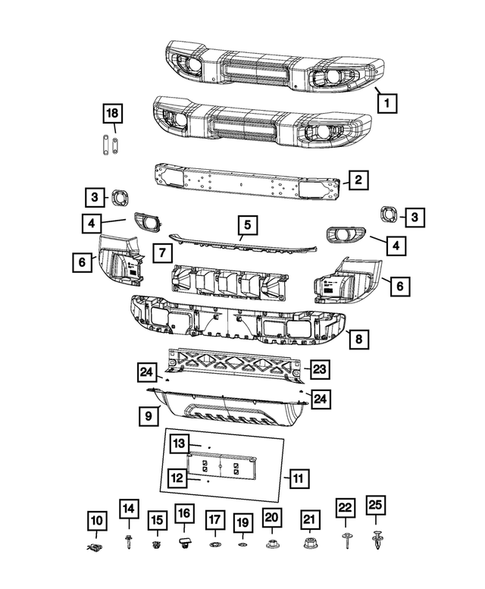 Front Bumper and Fascia for 2020 Jeep Wrangler | My Mopar Parts