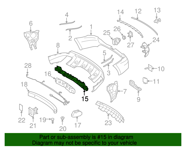 164-885-17-65 - Bumper Impact Absorber 2008-2011 Mercedes-Benz ...