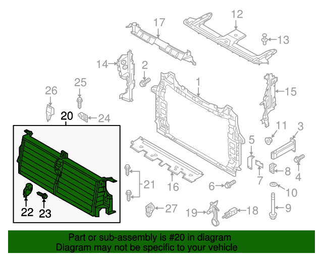 4M0-121-219-B - Radiator Shutter Assembly 2017-2023 Audi Q7 | Audi OEM ...