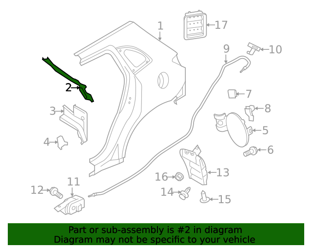 2011-2024 Mitsubishi Outlander Sport Upper Extension 5301J584 ...