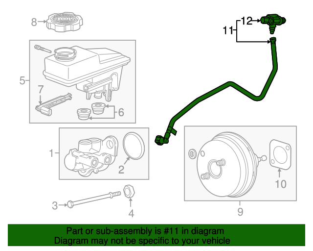 2018-2019 Chevrolet Traverse Power Brake Booster Vacuum Hose Assembly ...