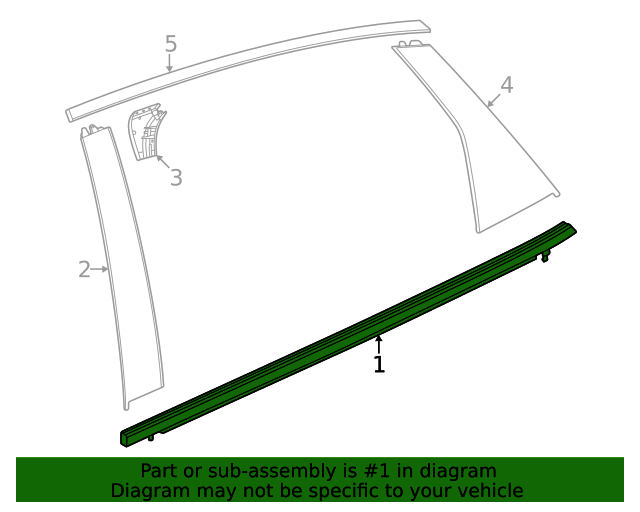 72950-T20-A01 - Molding L Rear Door - Honda Factory Parts