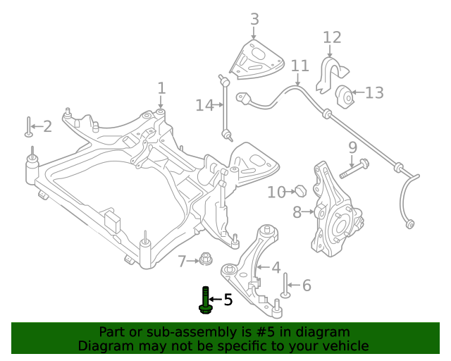 2007-2024 Nissan Lower Control Arm Front Bolt 54368-JA000 | Nissan ...