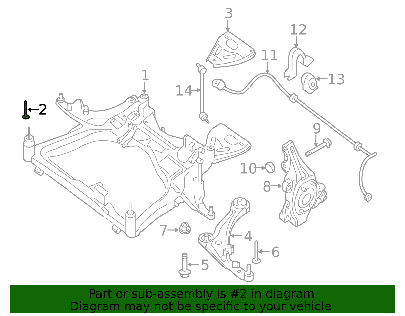 2007-2025 Nissan Engine Cradle Bolt 54459-JA000 | TascaParts.com