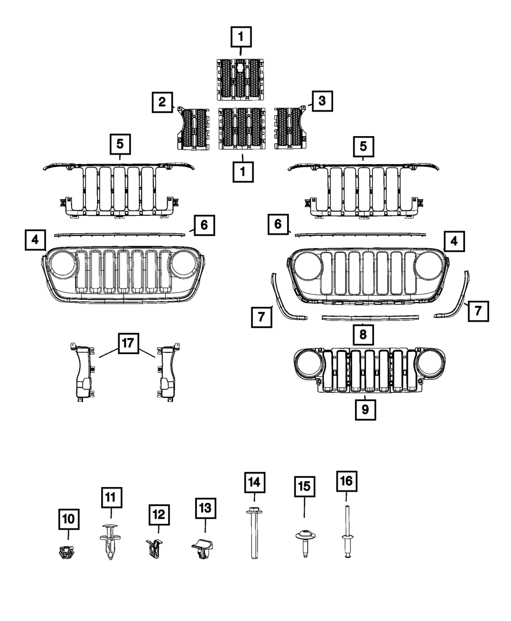 2020-2025 Jeep Radiator Grille 68457083AA | Mopar OEM Parts Outlet
