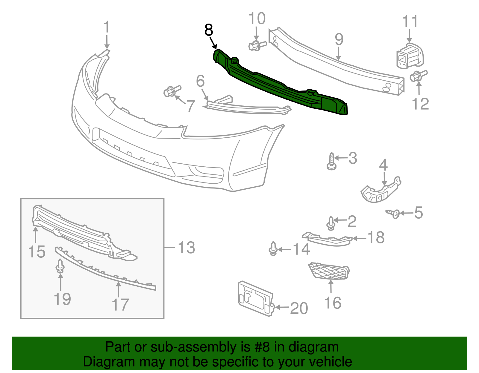 71170-SNA-A50 - Energy Absorber 2009-2011 Honda Civic | Honda Parts Online