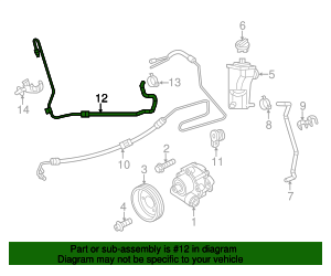5C0-422-891-K - Power Steering Return Hose 2011-2015 Volkswagen Jetta ...