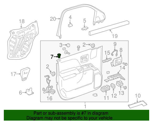 2014-2019 GM Cocoa Rear Side Door Locking Rod Pushbutton Bezel 22944671 ...