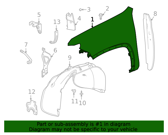 2020-2024 Chevrolet Front Passenger Side Fender 84581167 GM ...