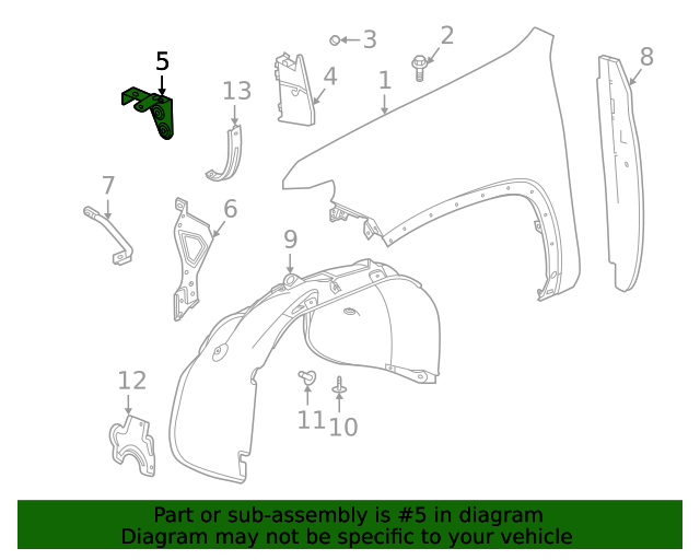 2020-2024 Chevrolet Body Driver Side Front Fender Upper Front Bracket ...