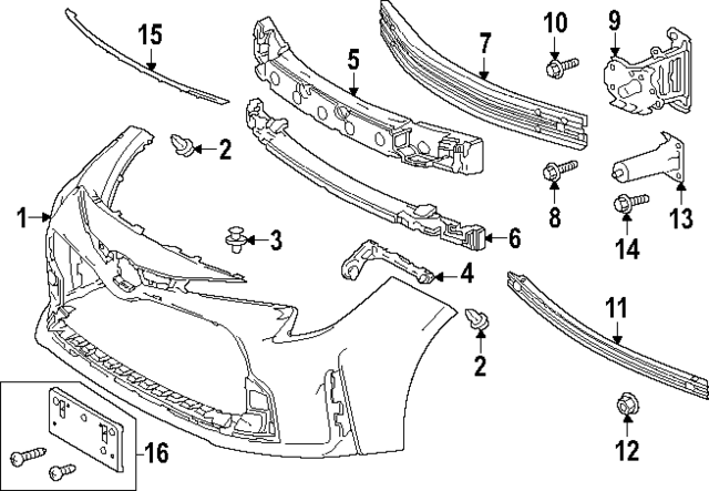 52115-12500 - Bumper Cover Bracket 2023-2024 Toyota GR Corolla | Longo ...