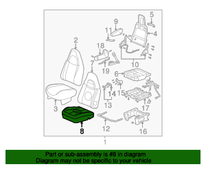 88979479 - Front Seat Cushion Pad 2003-2025 GM | Gateway Buick GMC Parts
