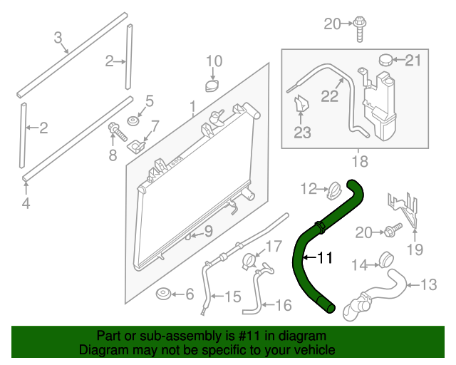2013-2019 Nissan Pathfinder Upper Hose 21501-3JA0A | TascaParts.com
